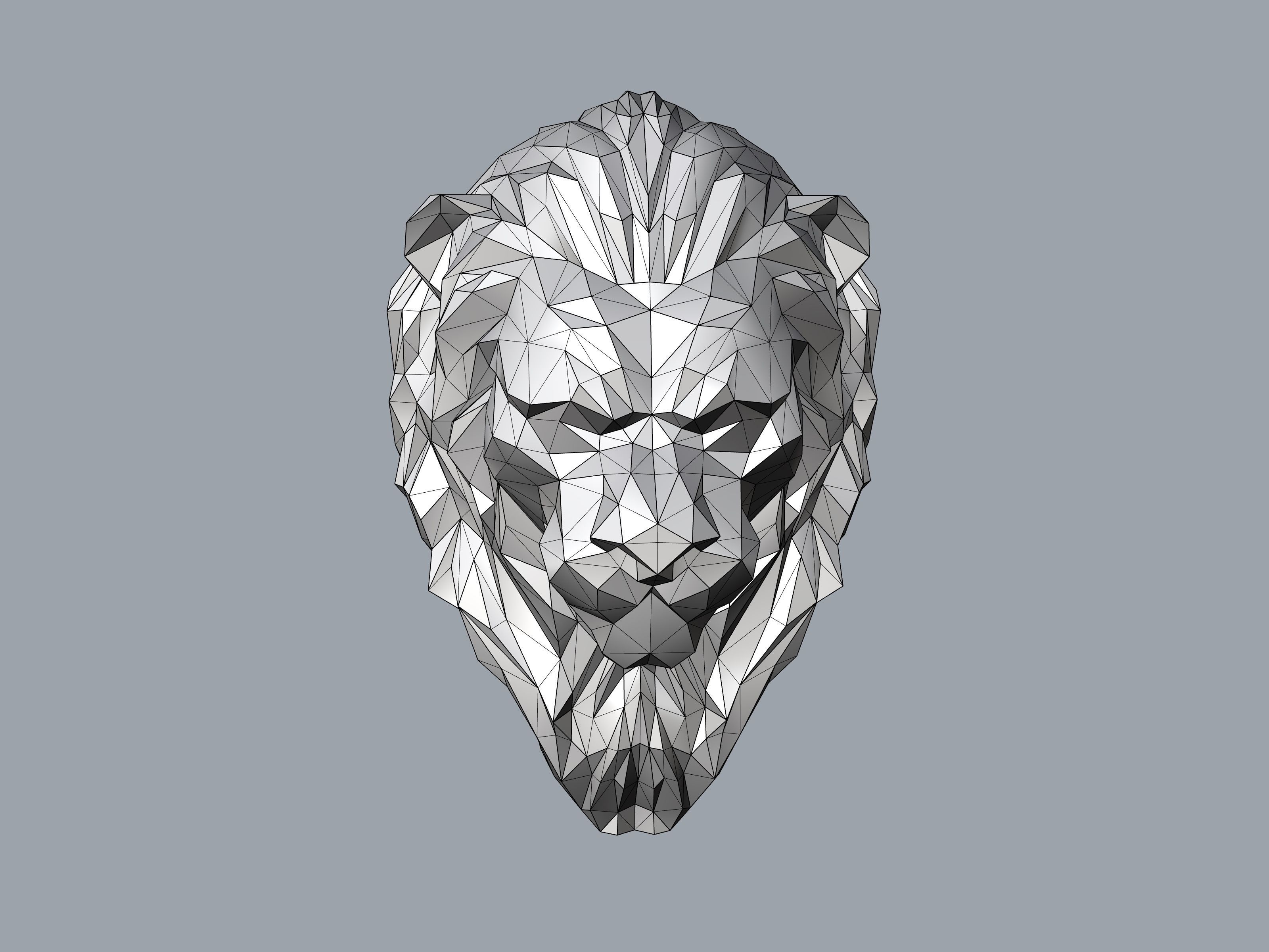 Lion Face Low Poly Stl verified 3D model 3D printable | CGTrader