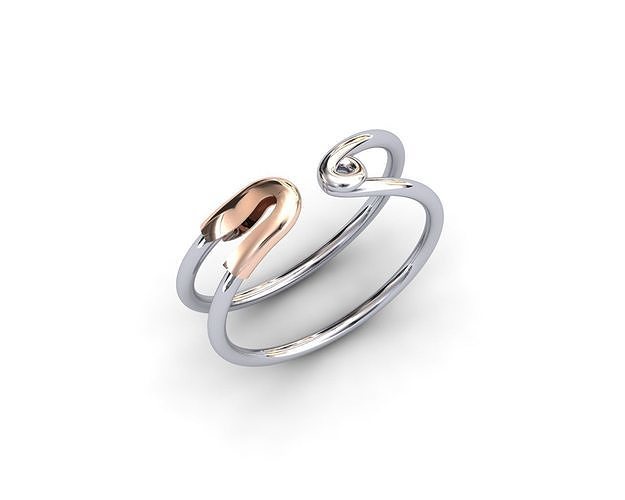 Safety pin jewelry ring 3D model 3D model 3D printable | CGTrader