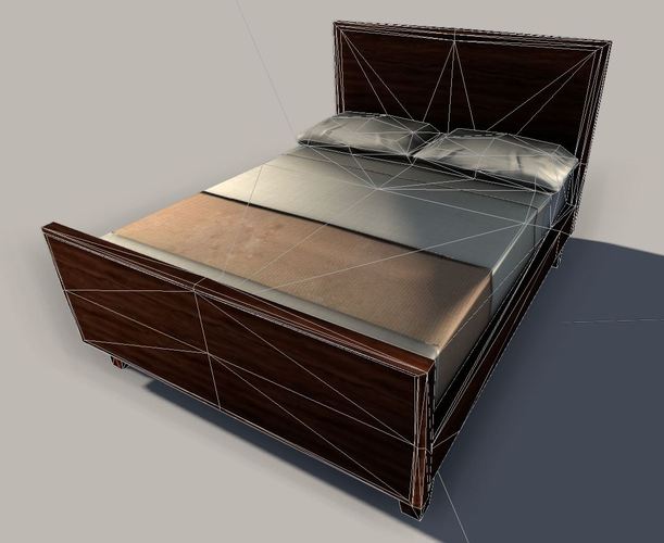 3d Model Low Poly Queen Size Bed Vr Ar Low Poly Obj Ma Mb