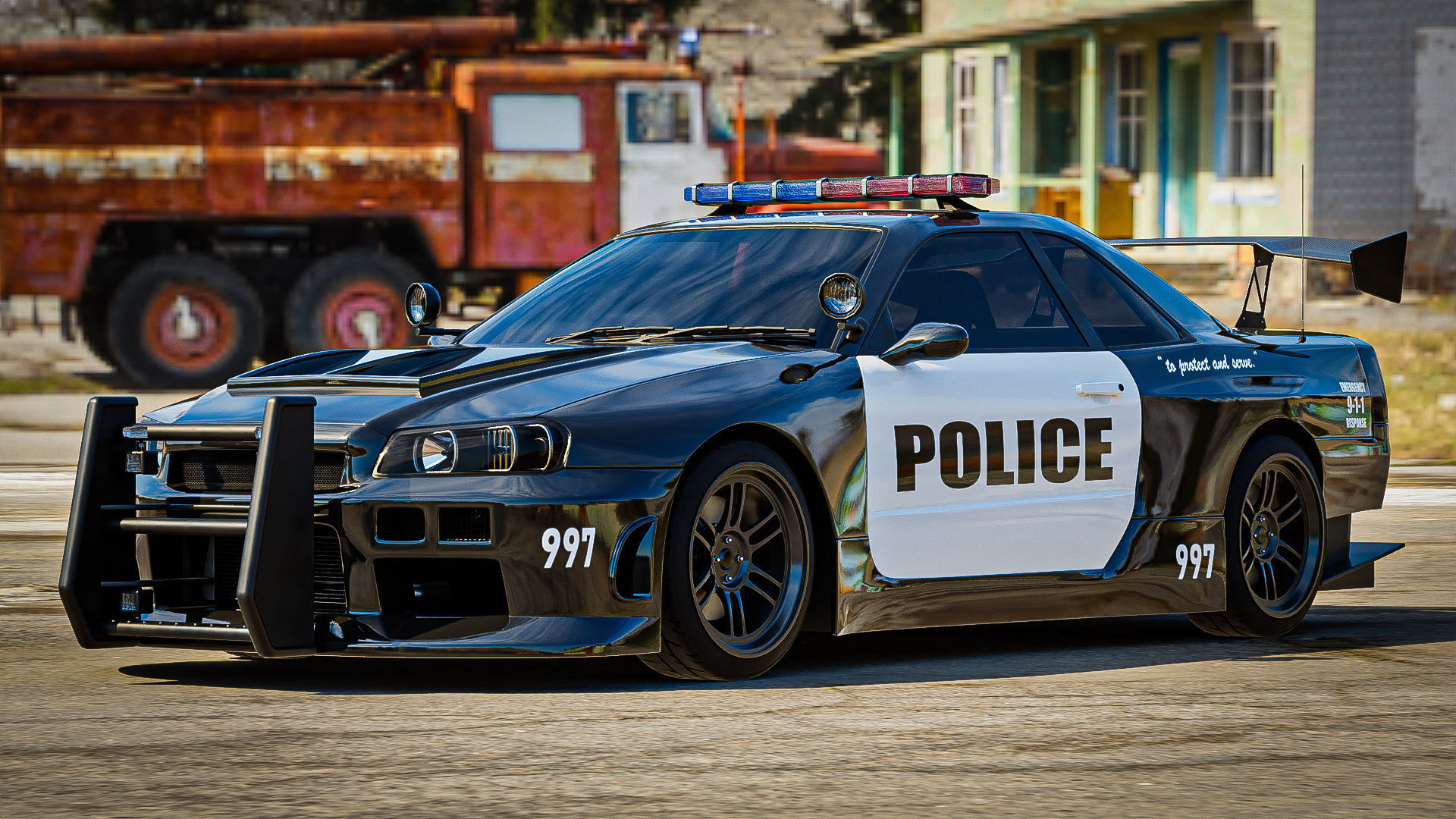 Nissan Skyline R34 Police Car 3D model | CGTrader