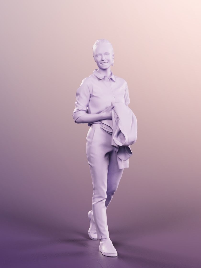 3D model Nancy 12585 - Standing Young Business Woman Holding Jacket VR ...