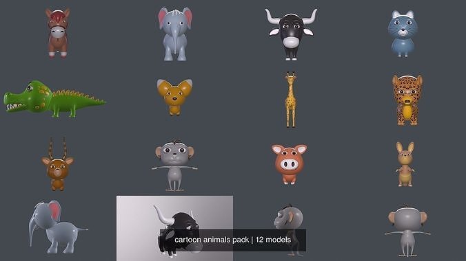 3D Model Collection cartoon animals pack VR / AR / low-poly | CGTrader