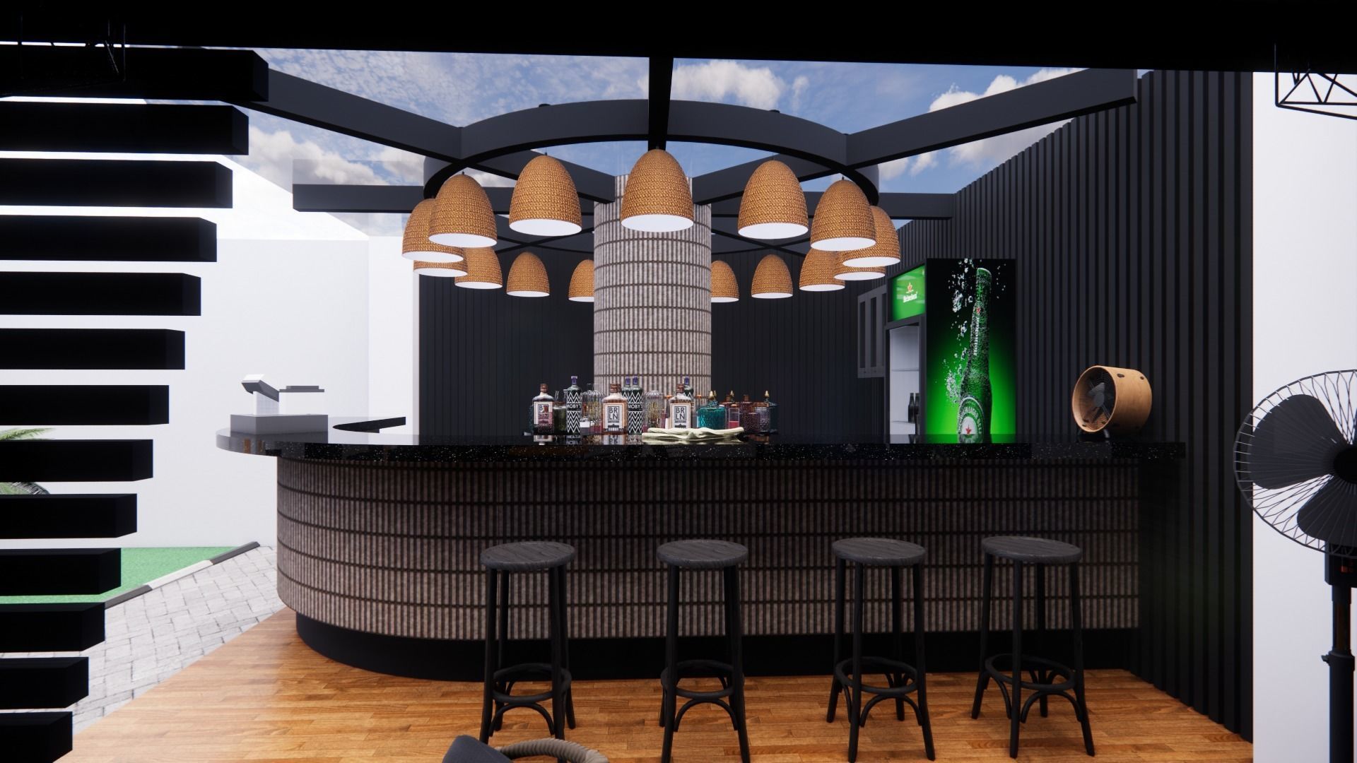 OUTDOOR BAR RESTAURANT 3D model rigged | CGTrader