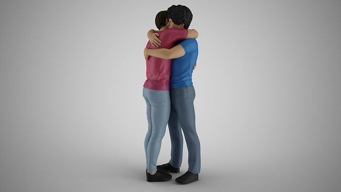 Two Friends Hugging 3D model 3D printable | CGTrader