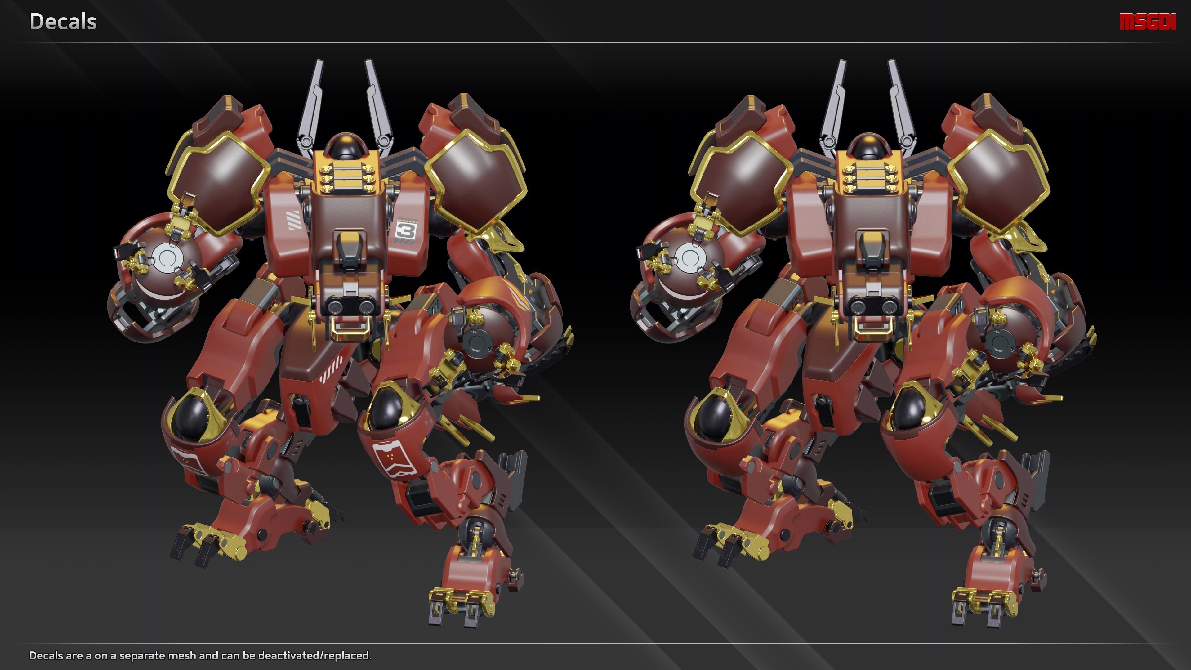 Red Dragon Mech 3D model rigged | CGTrader