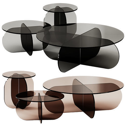 Nor Clear Glass Coffee Tables by Sebastian Scherer 3D model | CGTrader