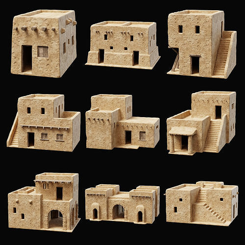3D model ANCIENT GENERIC CLAY HOUSES BUILDING DESERT EGYPT AAA ...