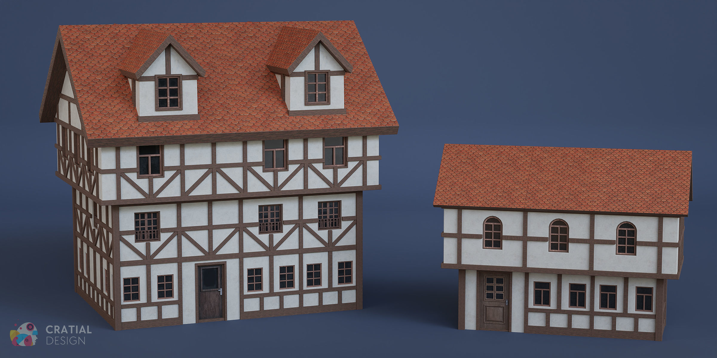 Stylized Modular European Building Kit 3D model | CGTrader