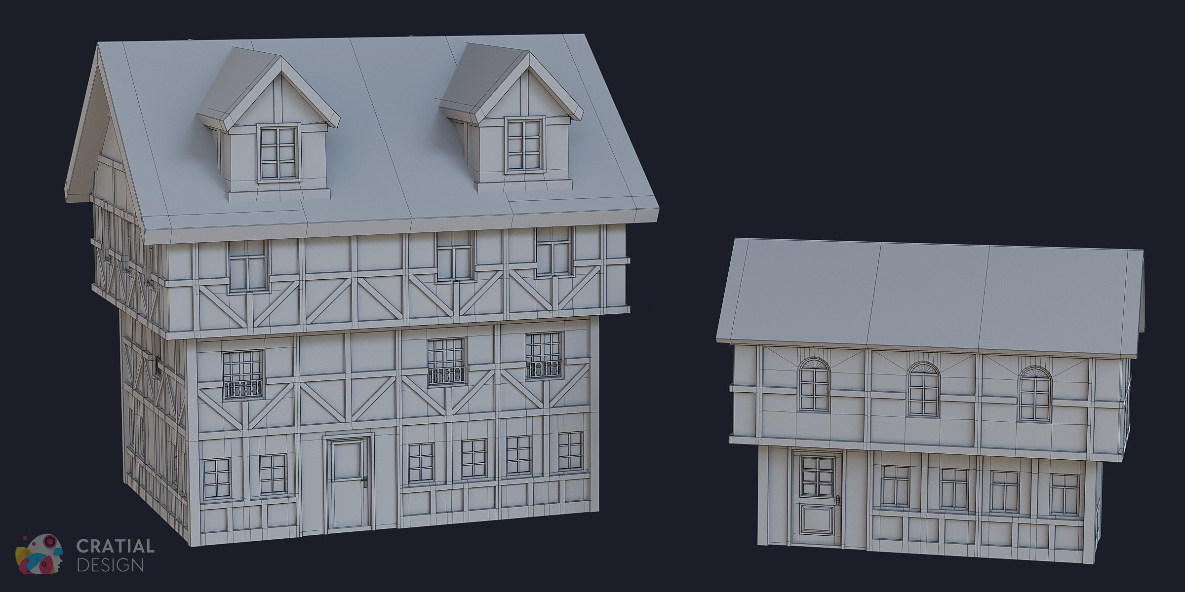 Stylized Modular European Building Kit 3D model | CGTrader