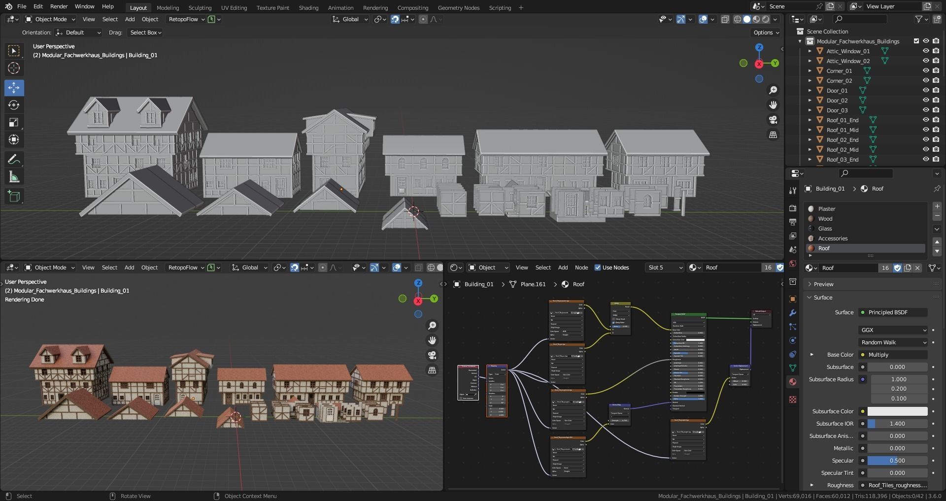 Stylized Modular European Building Kit 3D model | CGTrader