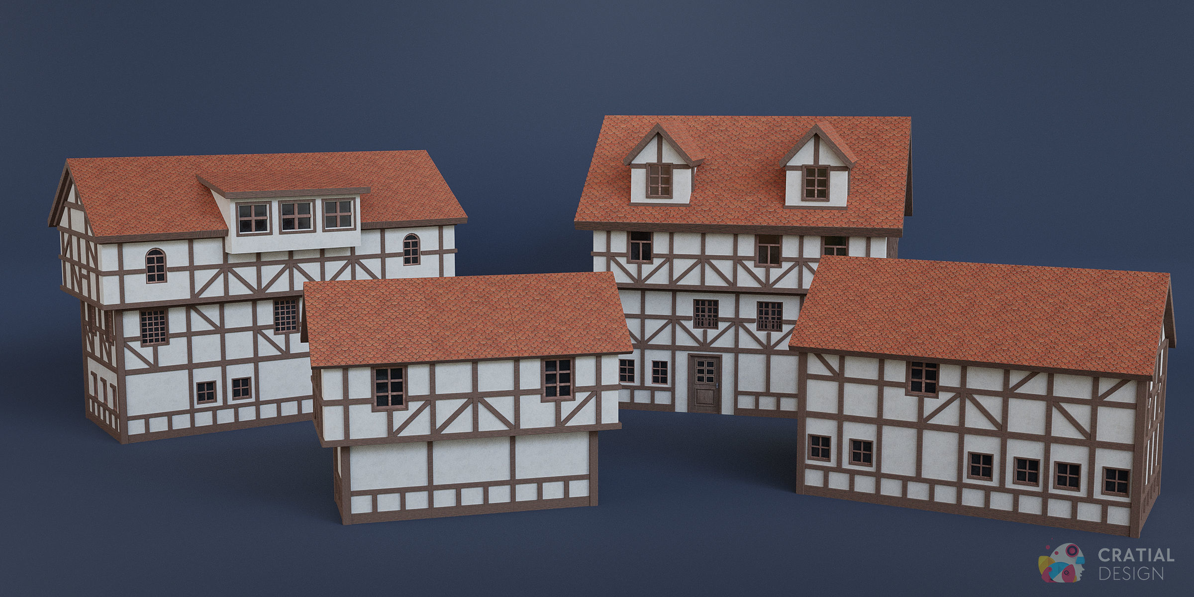 Stylized Modular European Building Kit 3D model | CGTrader