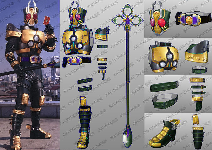 3D model Kamen Rider Leangle - Cosplay Pepakura Foam Template VR / AR ...