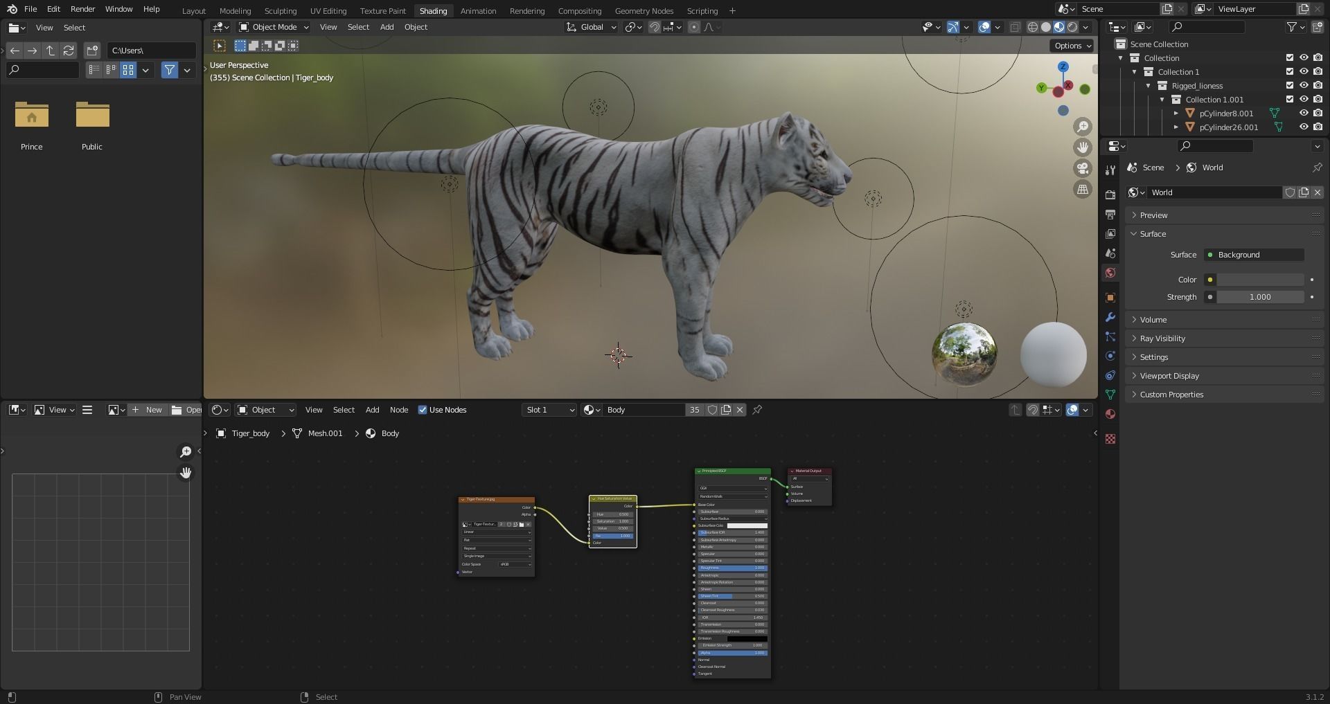 3D model Fur White Tiger Panther Rigged in Blender VR / AR / low-poly ...