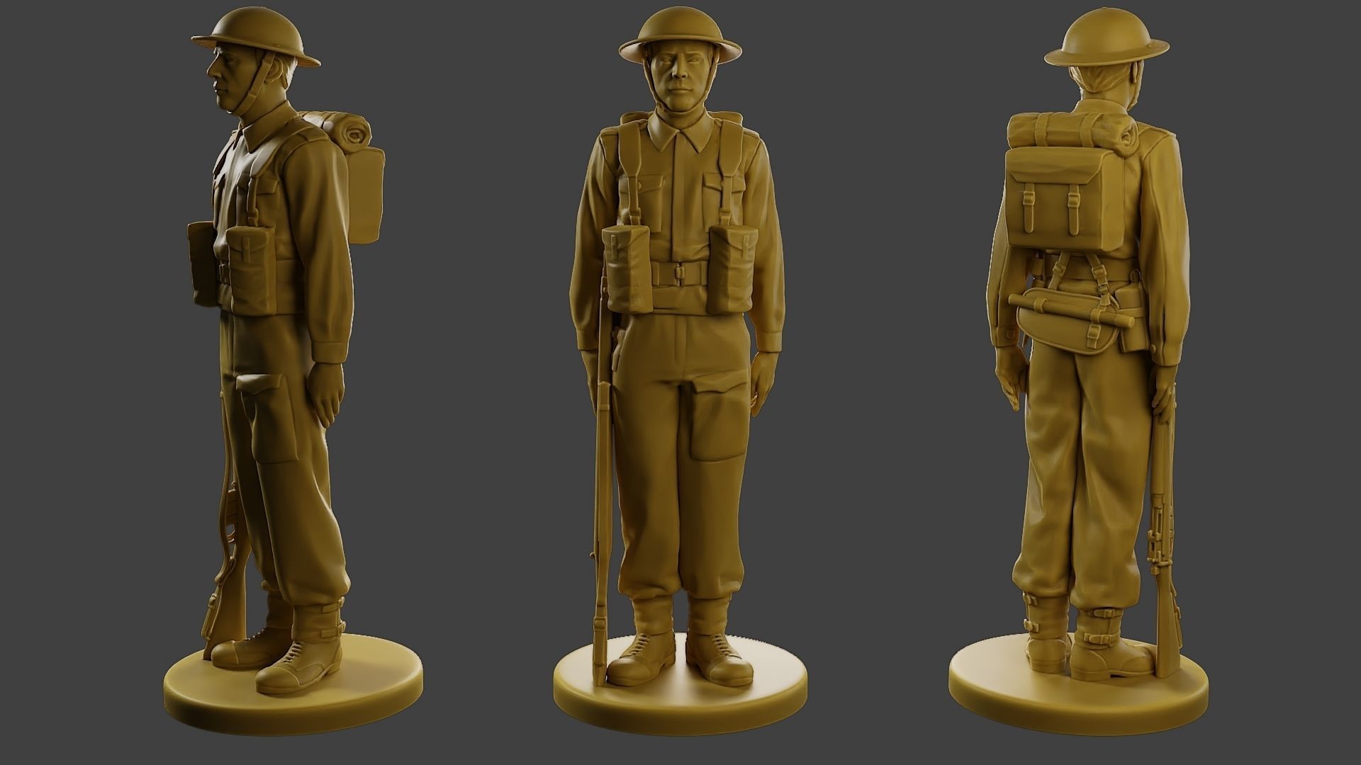 British Soldier Attention WW2 B1 free 3D model 3D printable | CGTrader