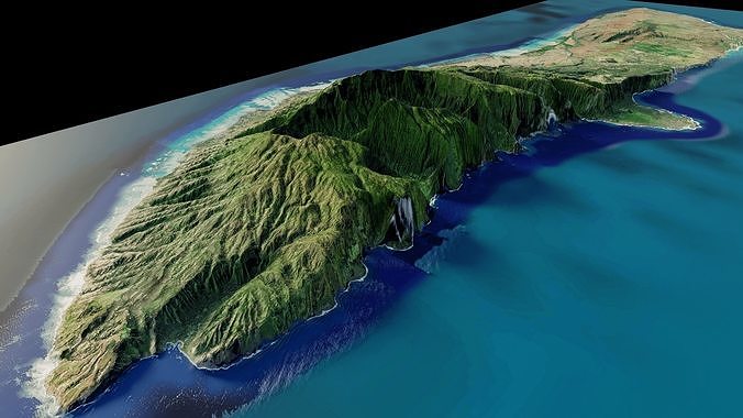 Molokai island full 3d model terrain 3D model | CGTrader