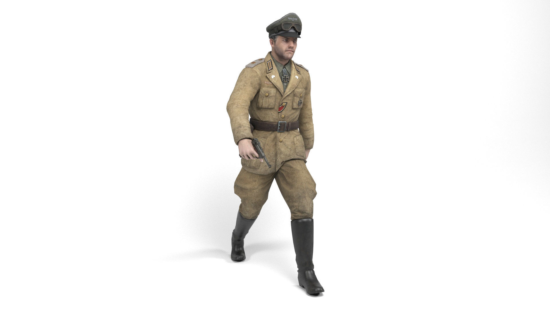 3D model German Officer 3 - Afrika Korps VR / AR / low-poly | CGTrader