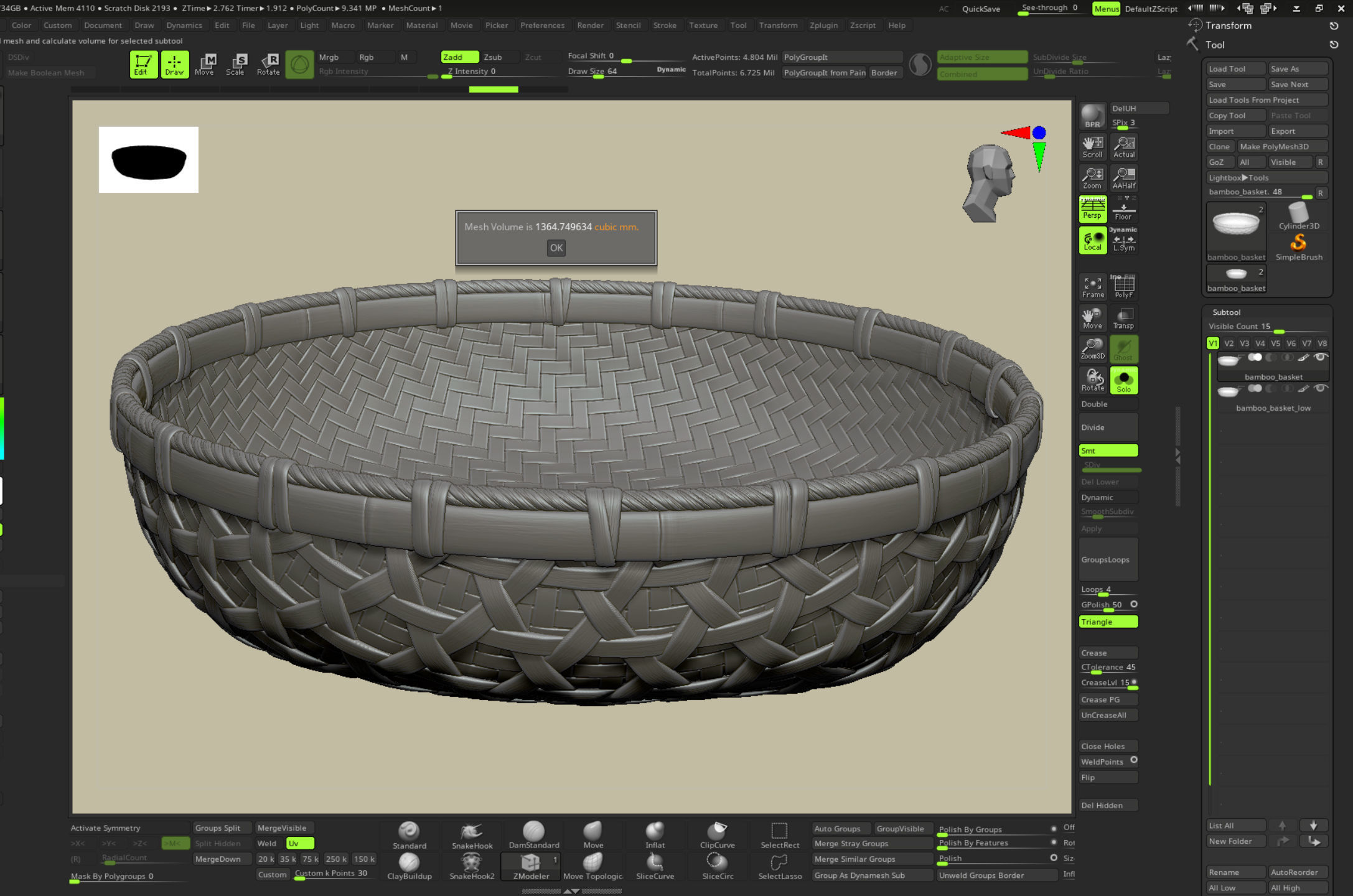 bamboo weaving art basket high model 3D model 3D printable | CGTrader