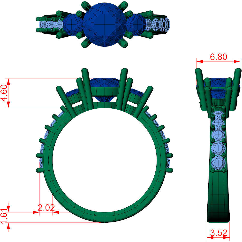 Trilogy 1ct Central Stone 3D model 3D printable | CGTrader