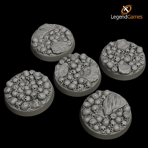 LegendGames Skull Bases - 28-5mm Round x5 3D model 3D printable | CGTrader