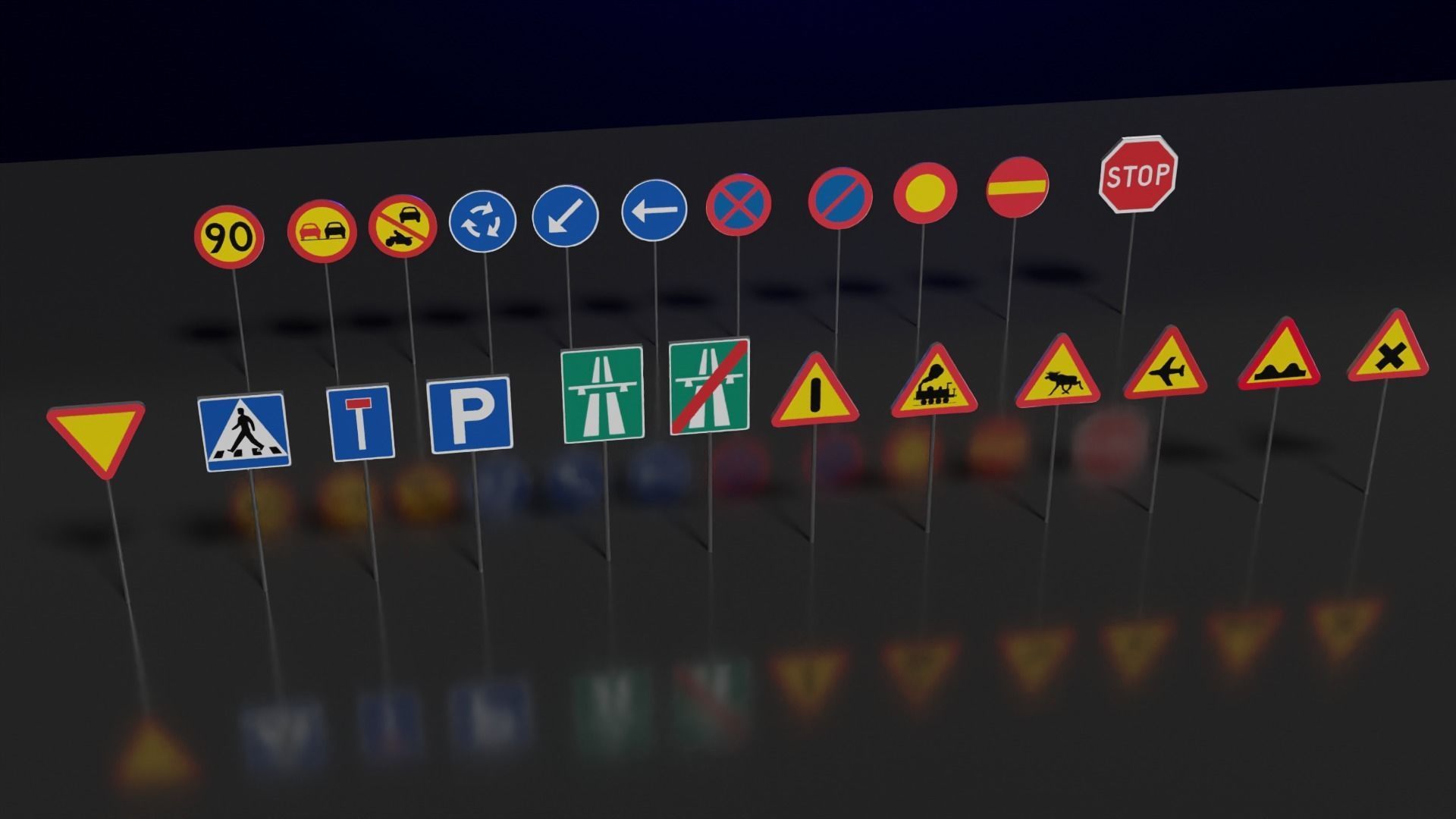 Swedish Road Signs 3D model | CGTrader