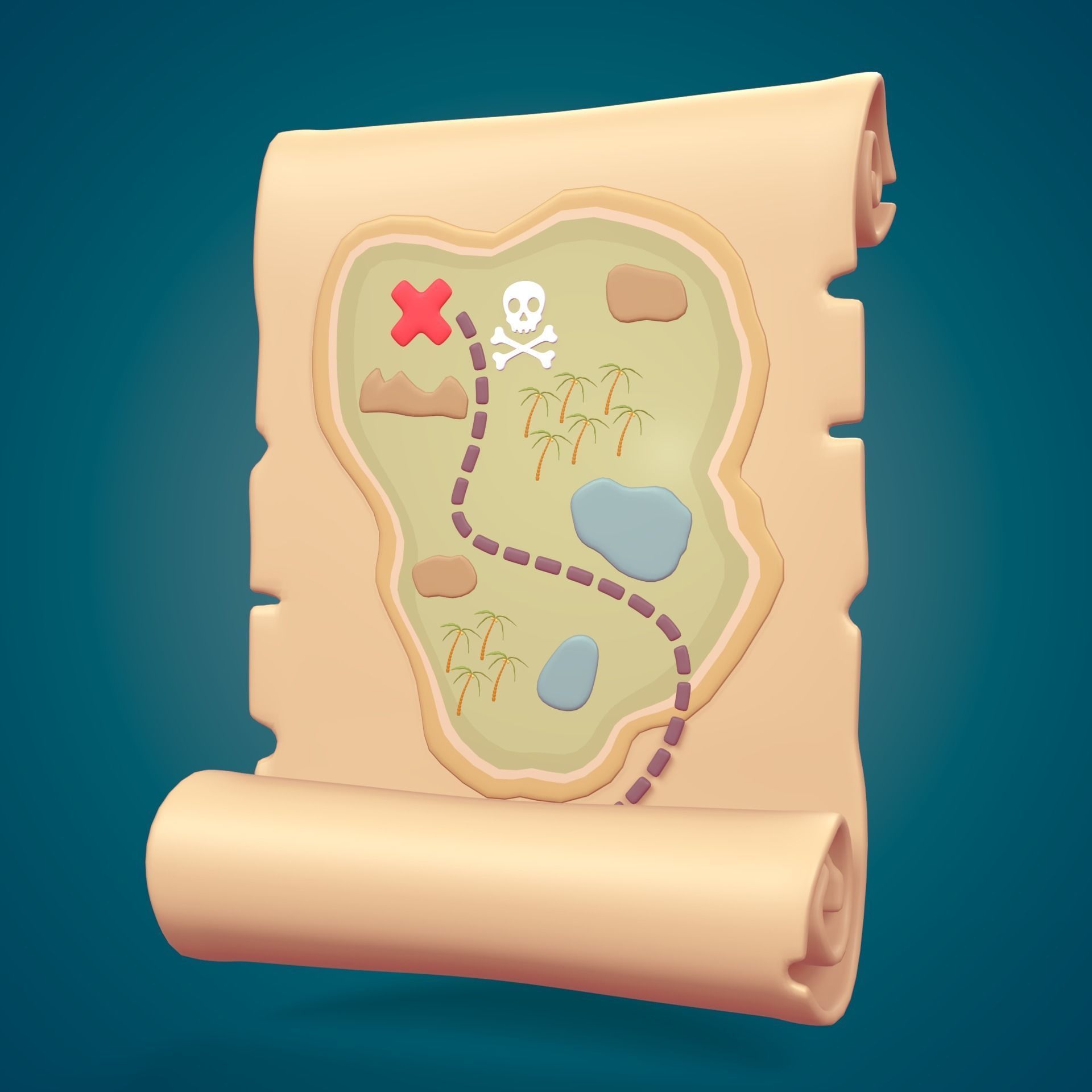 3D model Treasure Map VR / AR / low-poly | CGTrader