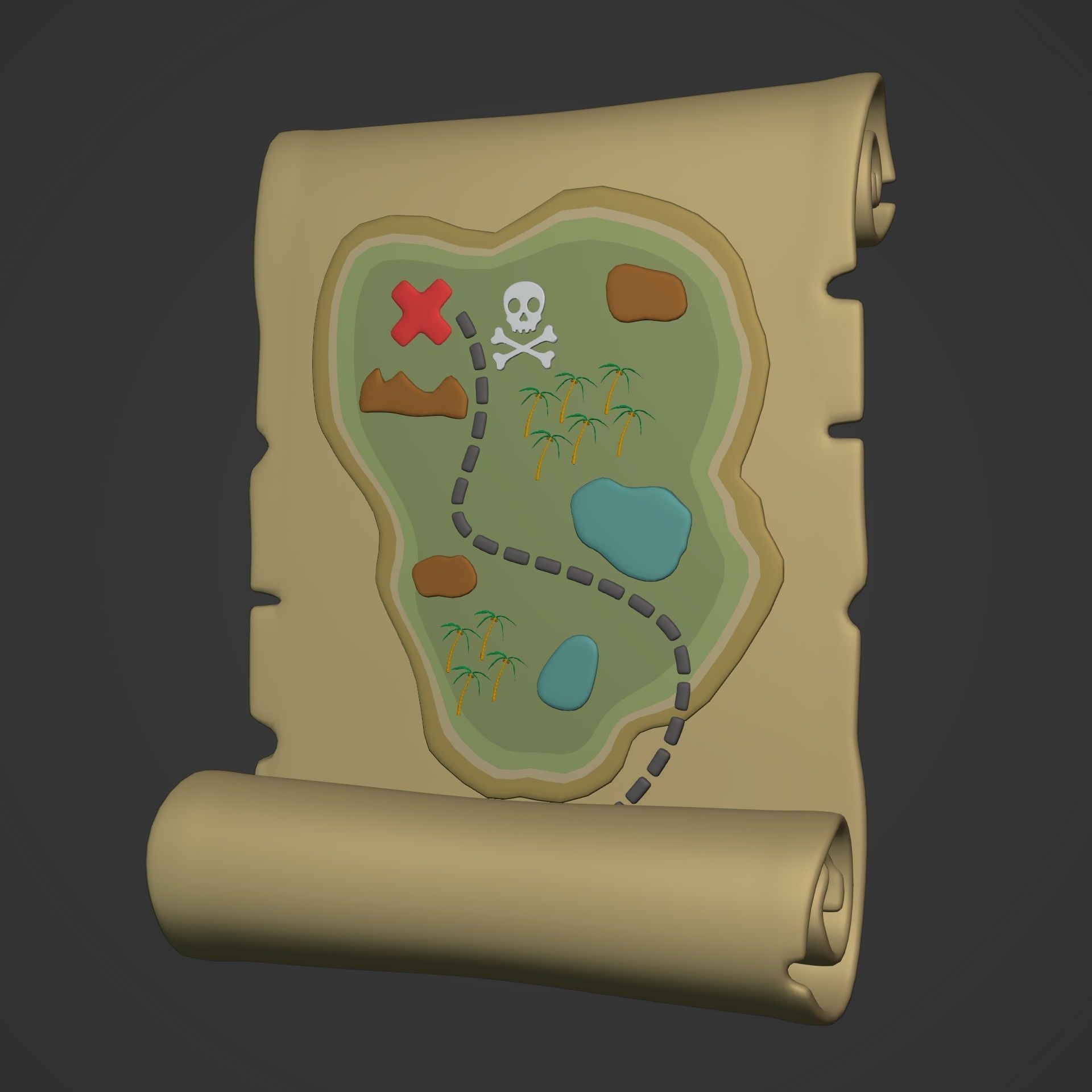 3D model Treasure Map VR / AR / low-poly | CGTrader