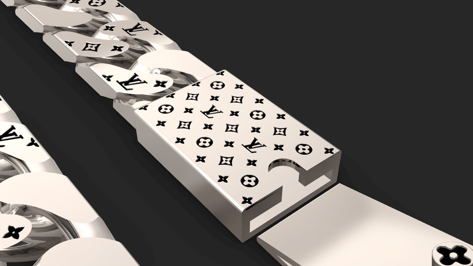 louis vuitton LV cuban chain with box lock 3D model 3D printable | CGTrader