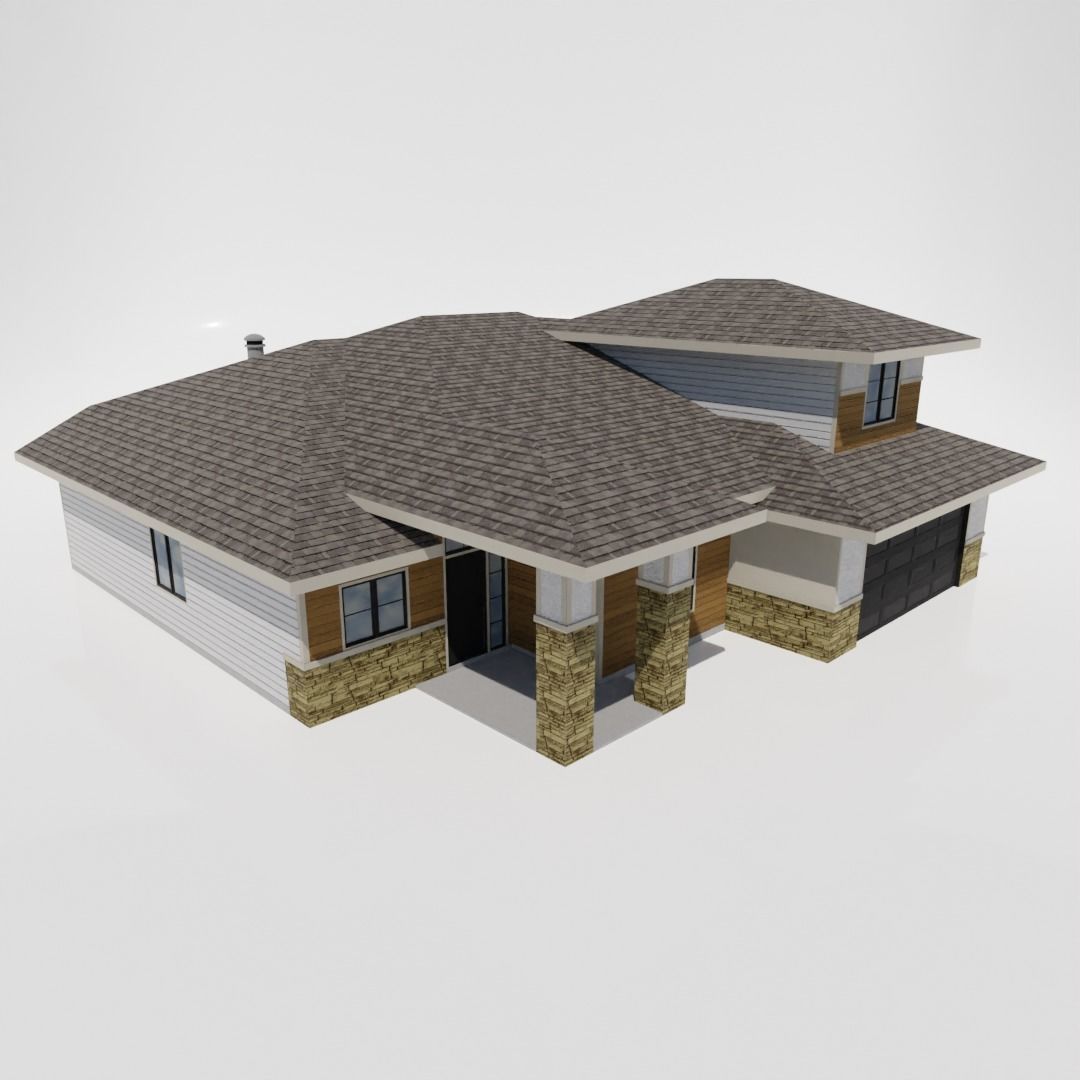 3D model American style house VR / AR / low-poly | CGTrader