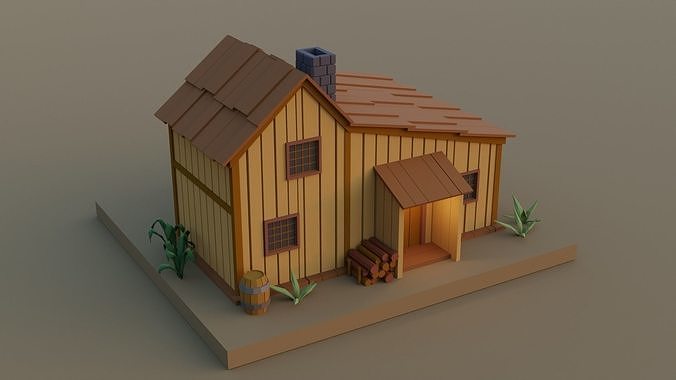 3D model Low Poly Wooden little house VR / AR / low-poly | CGTrader