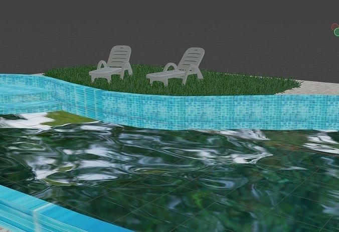 Swimming pool and area around it 3D model animated | CGTrader