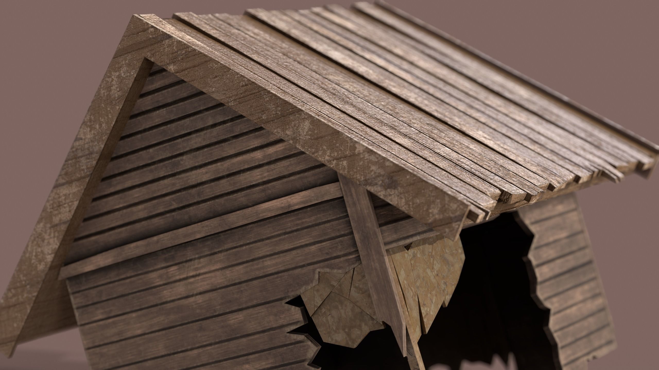 3D model Destroyed Wooden House VR / AR / low-poly | CGTrader