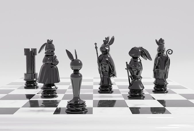 Rabbit Chess set 3D model 3D printable | CGTrader