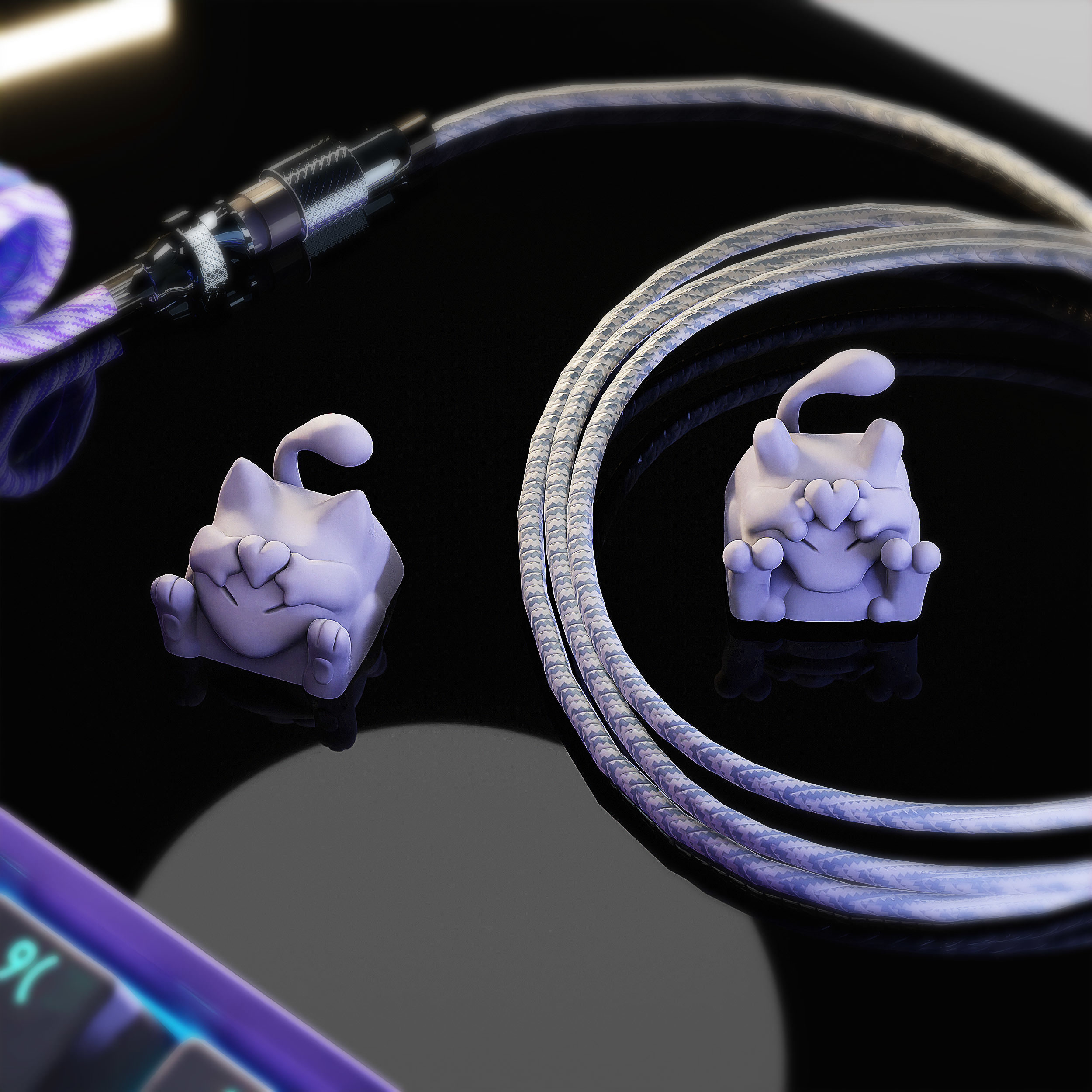 Mew And Mewtwo of love Keycaps - Mechanical Keyboard 3D model 3D ...