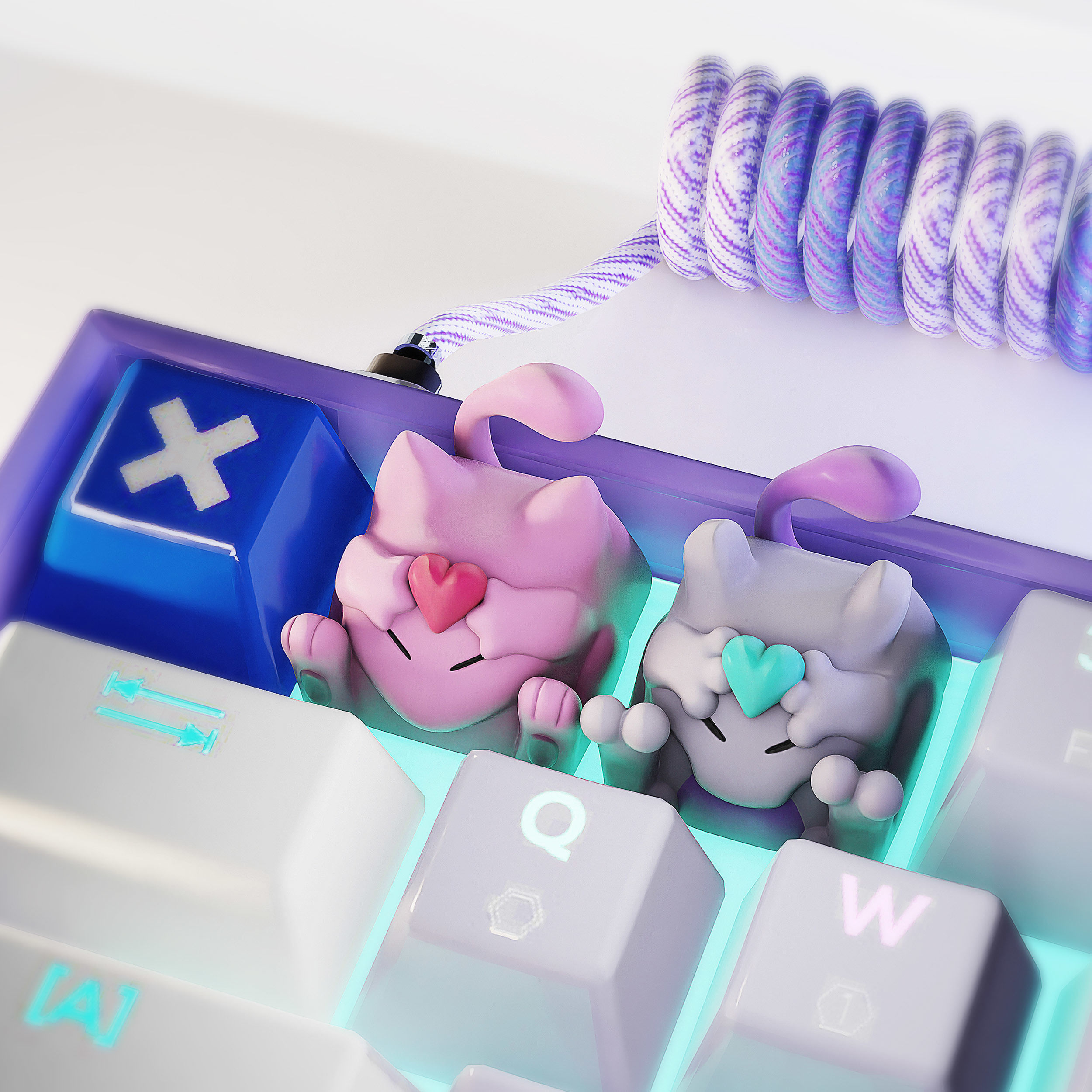 Mew And Mewtwo of love Keycaps - Mechanical Keyboard 3D model 3D ...