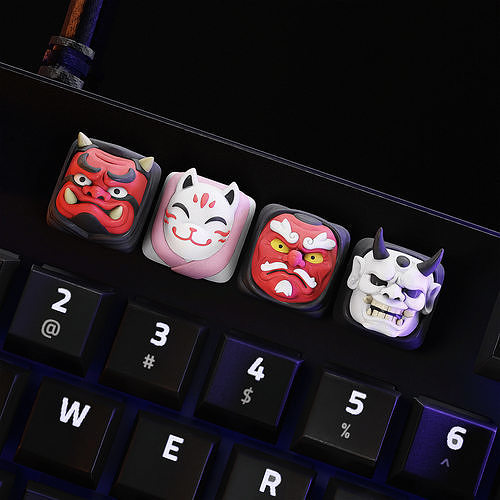 Japanese Masks Keycaps - Mechanical Keyboard 3D model 3D printable ...