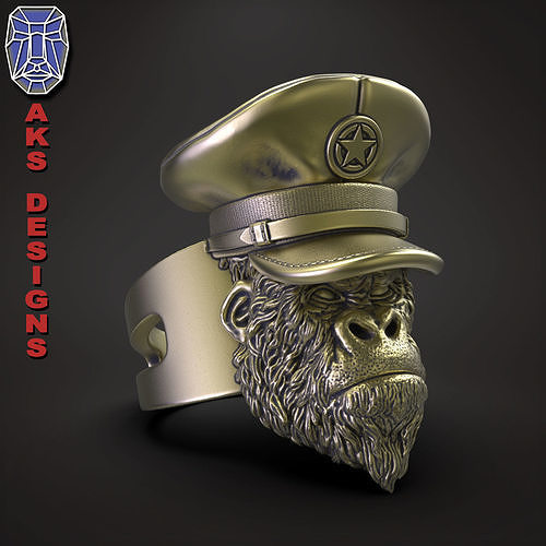Animal ring jewelry Army captain guerilla v150 3D model 3D printable ...