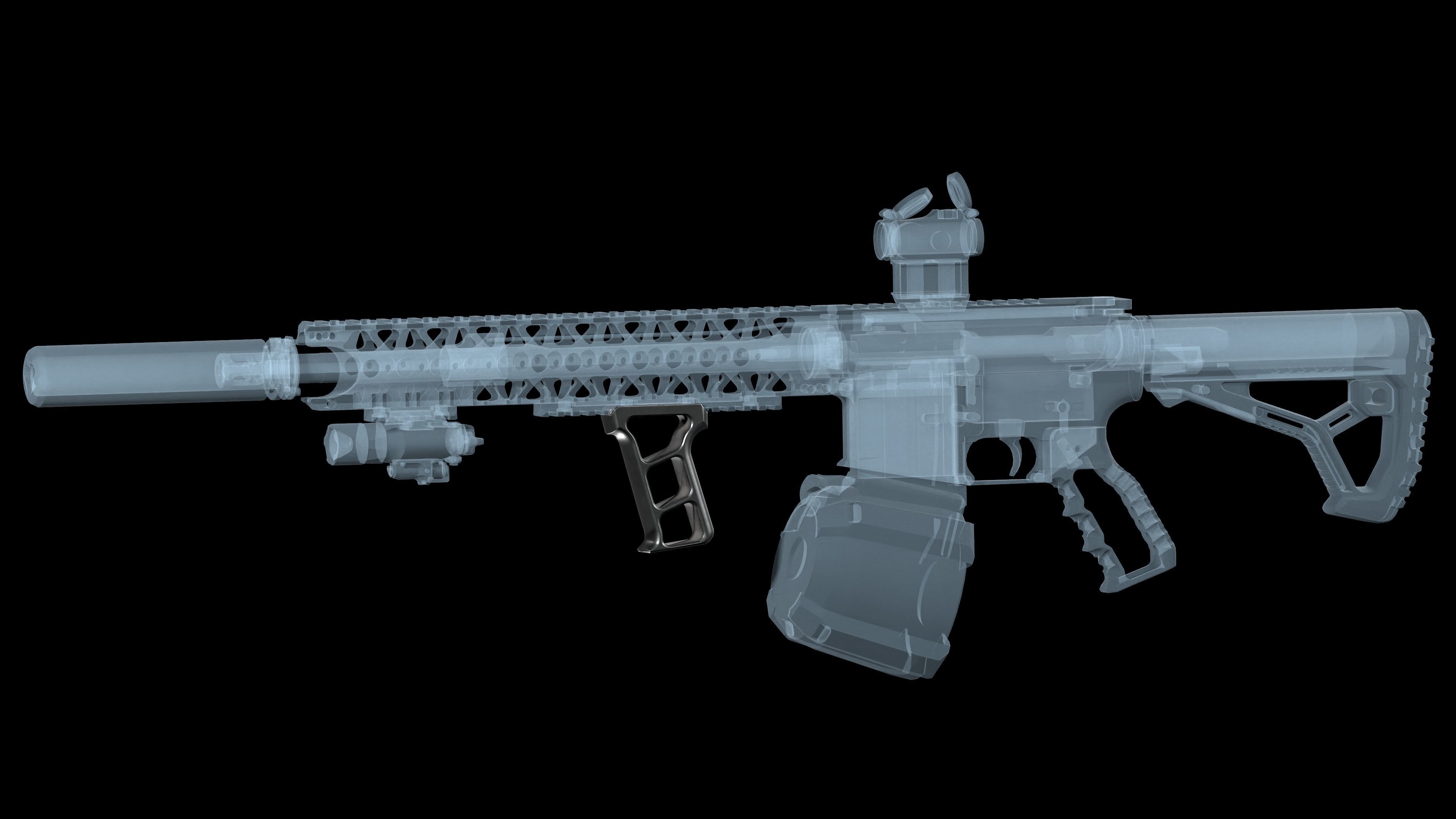 3D model Tactical Dynamics aluminium skeletonized fore vertical grip VR / AR / low-poly | CGTrader