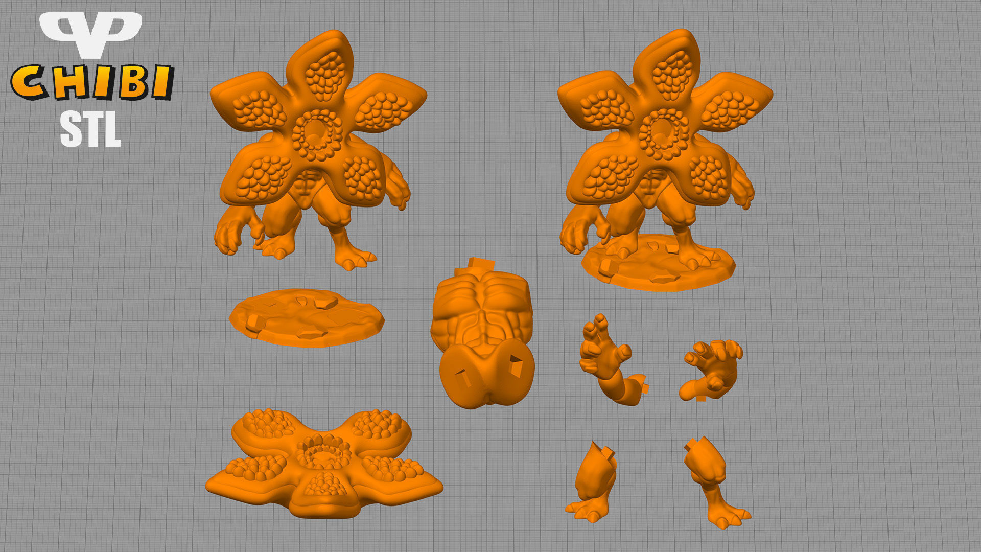 Demogorgon Chibi Stranger Things STL for 3D Printing ChibiSTL 3D model ...