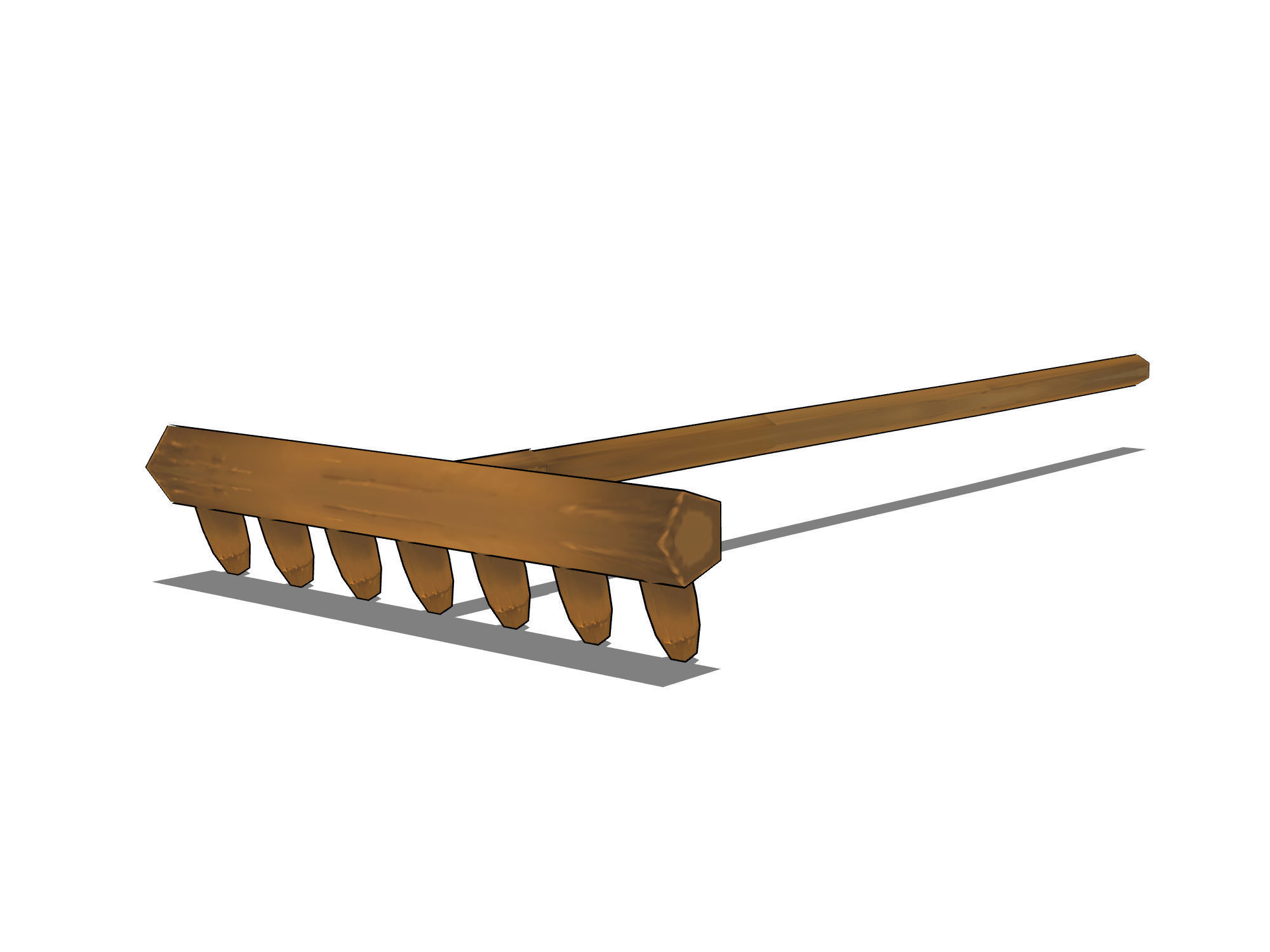 wooden rake 3D model | CGTrader