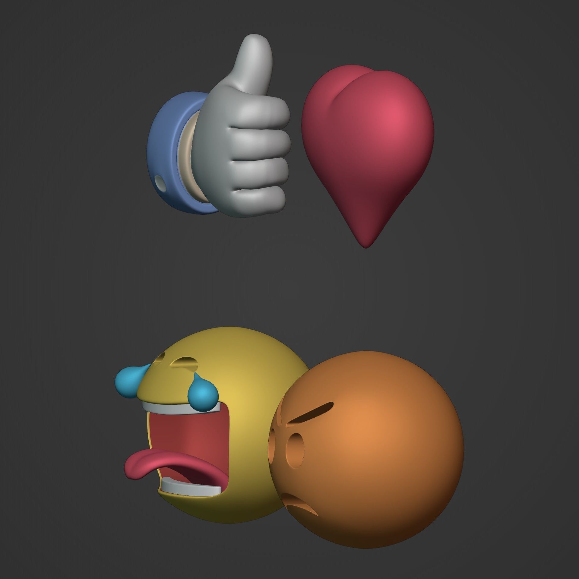 3D model Cartoon Social Media Icons Pack -- Heart - Like Hand - Smiley ...