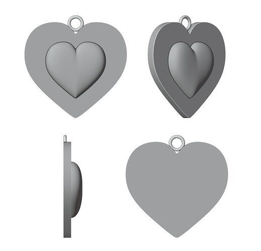 Simple heart pendant 3D model 3D printable | CGTrader