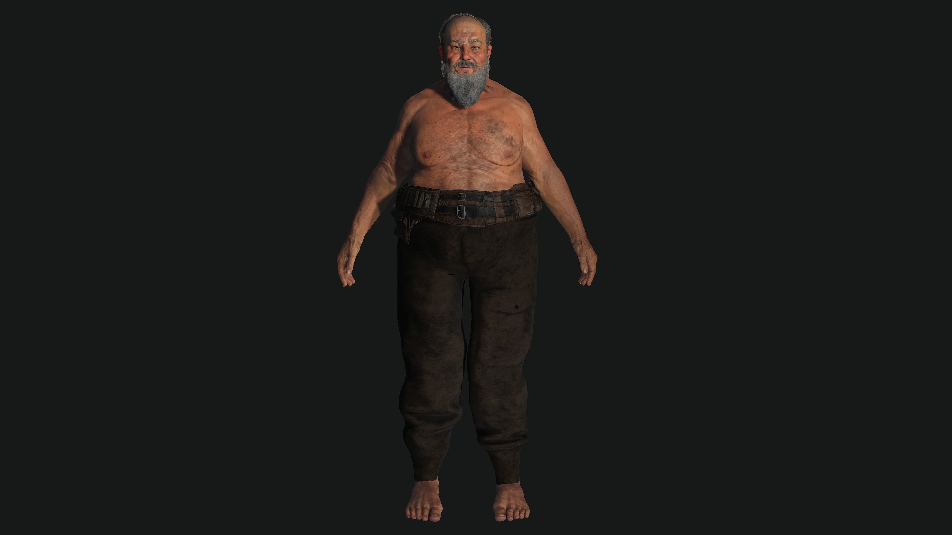 3D model AAA 3D OLD FAT BEARD MAN HOMELESS SURVIVOR- GAME READY ...