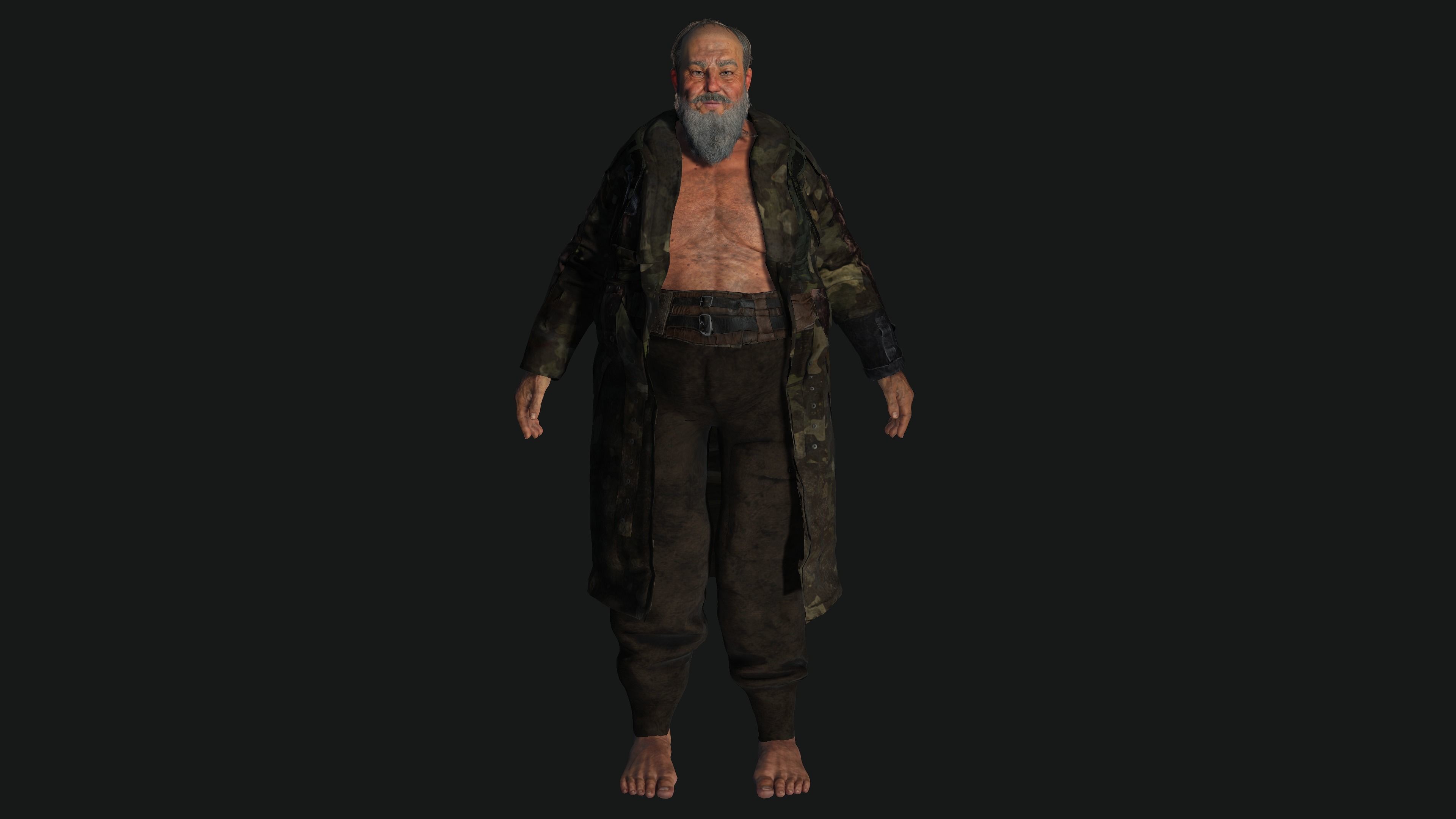 3D model AAA 3D OLD FAT BEARD MAN HOMELESS SURVIVOR- GAME READY ...