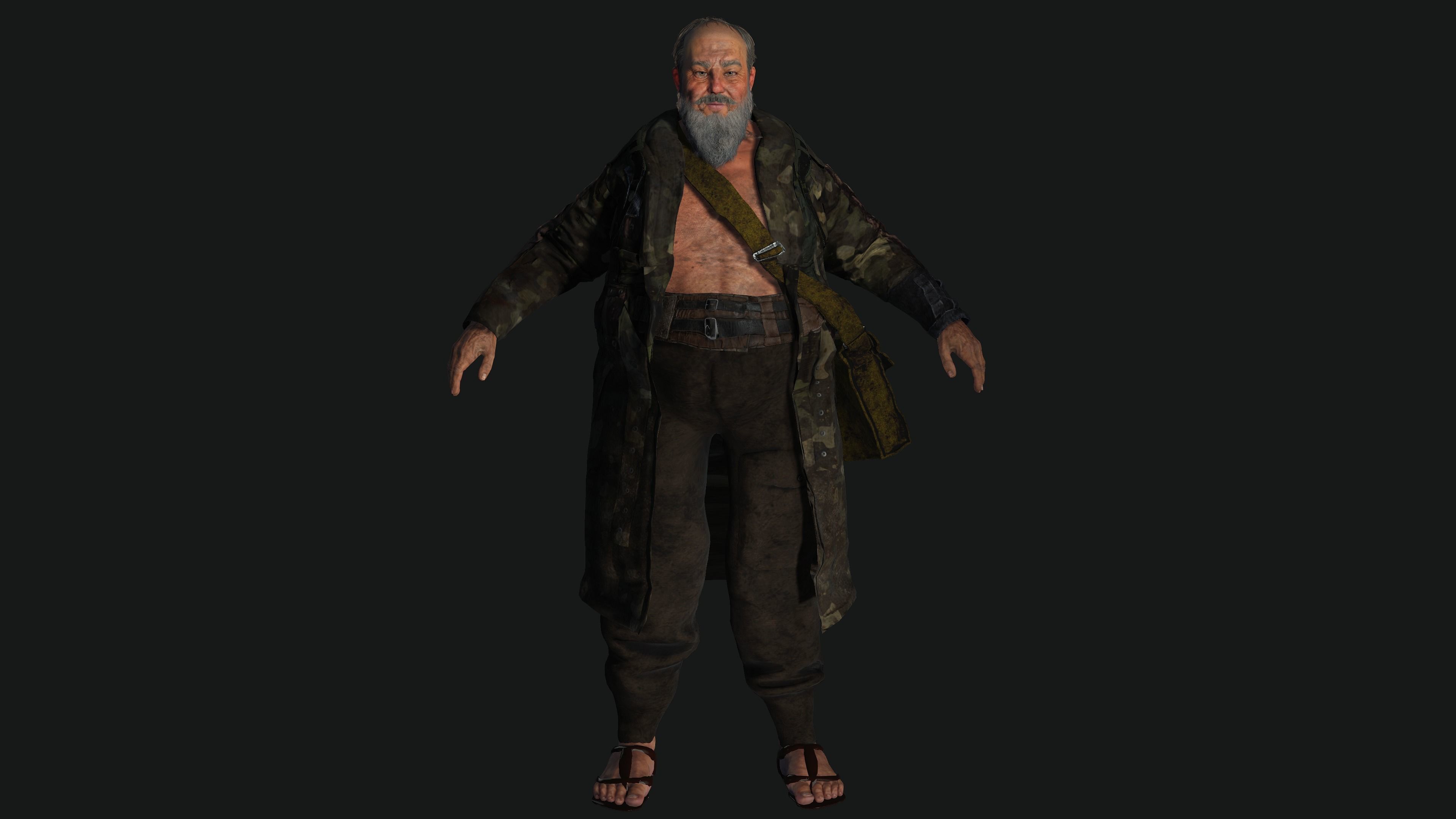 3D model AAA 3D OLD FAT BEARD MAN HOMELESS SURVIVOR- GAME READY ...
