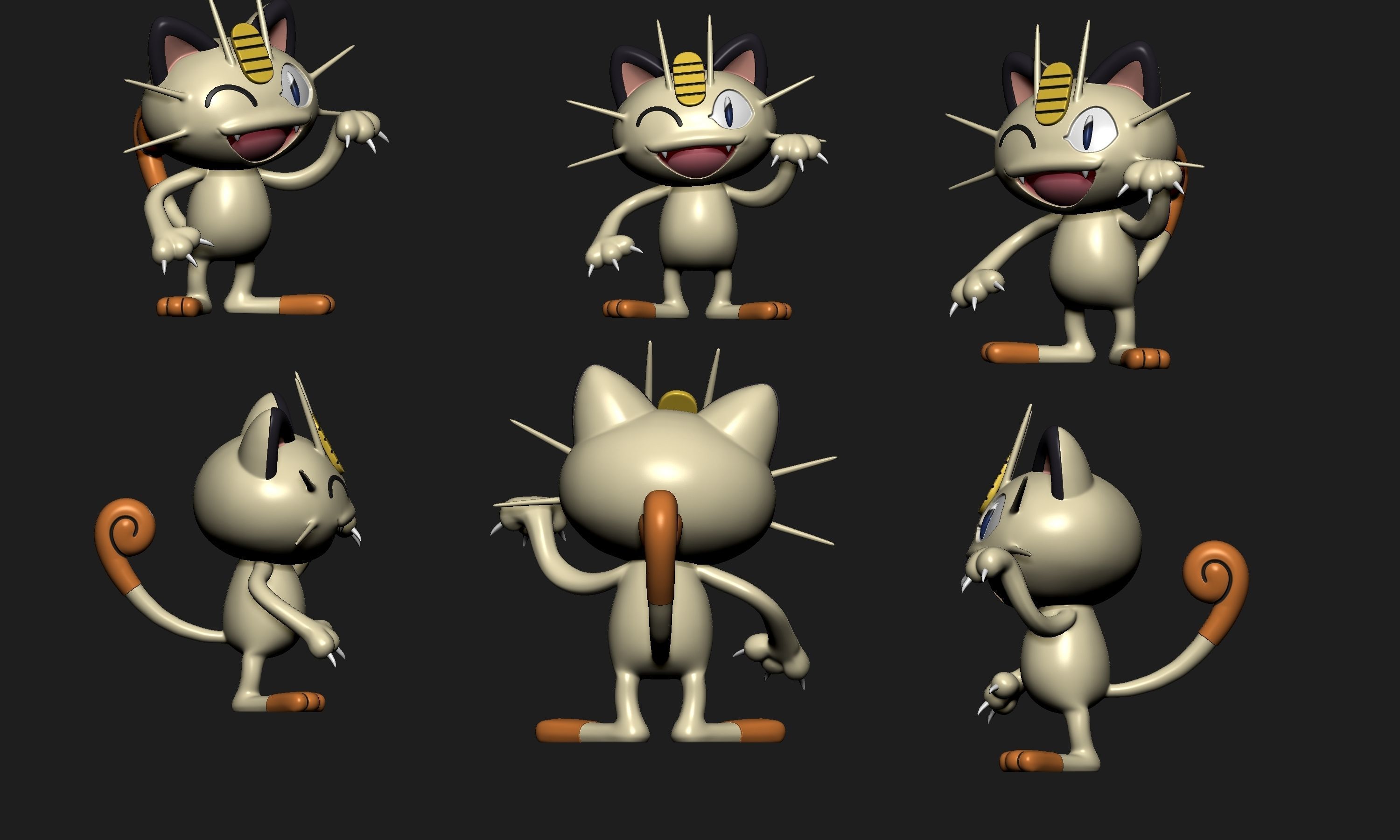 Pokemon - Meowth with 2 poses 3D model 3D printable | CGTrader