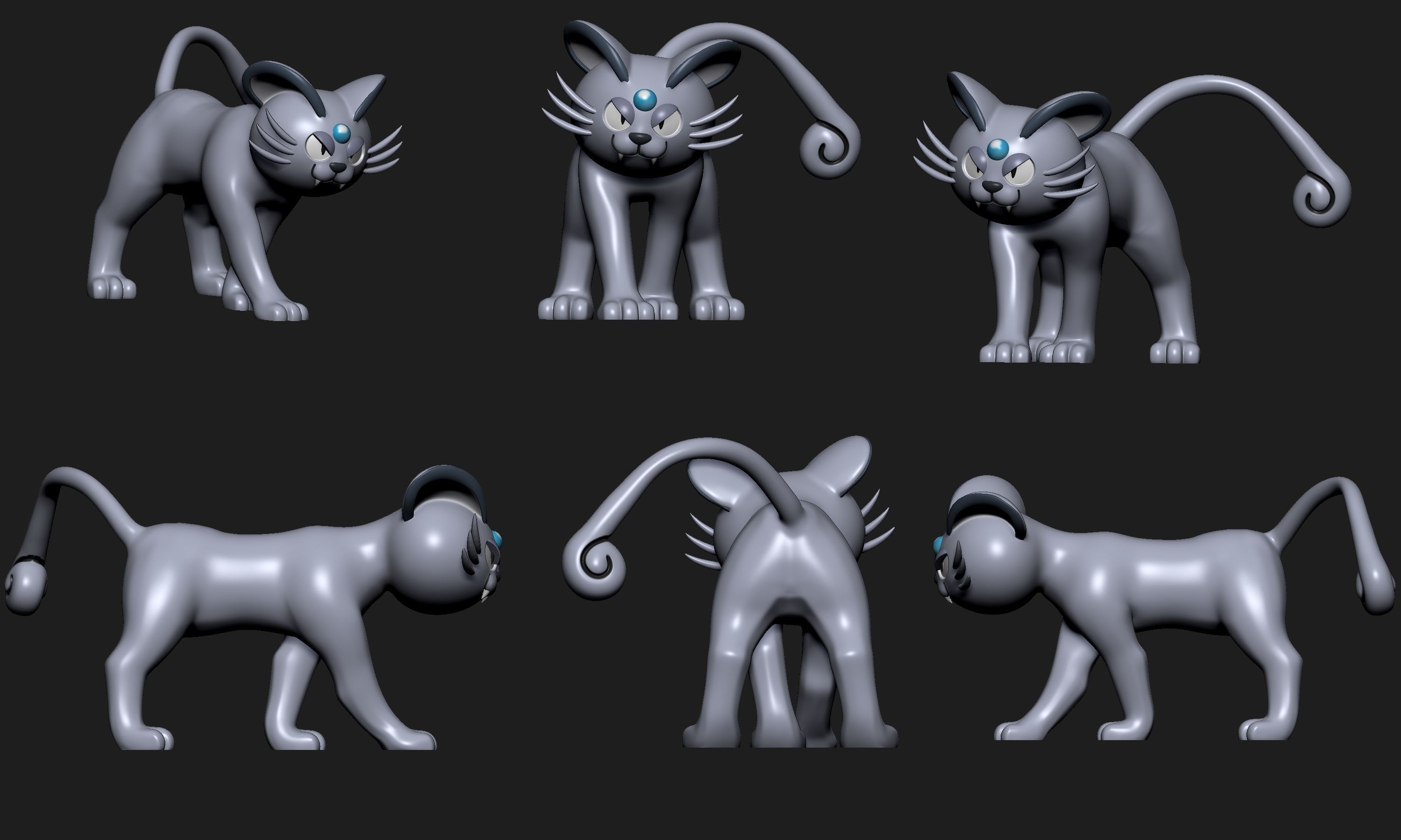 Pokemon Alolan Meowth And Persian With 2 Poses 3d Model 3d Printable