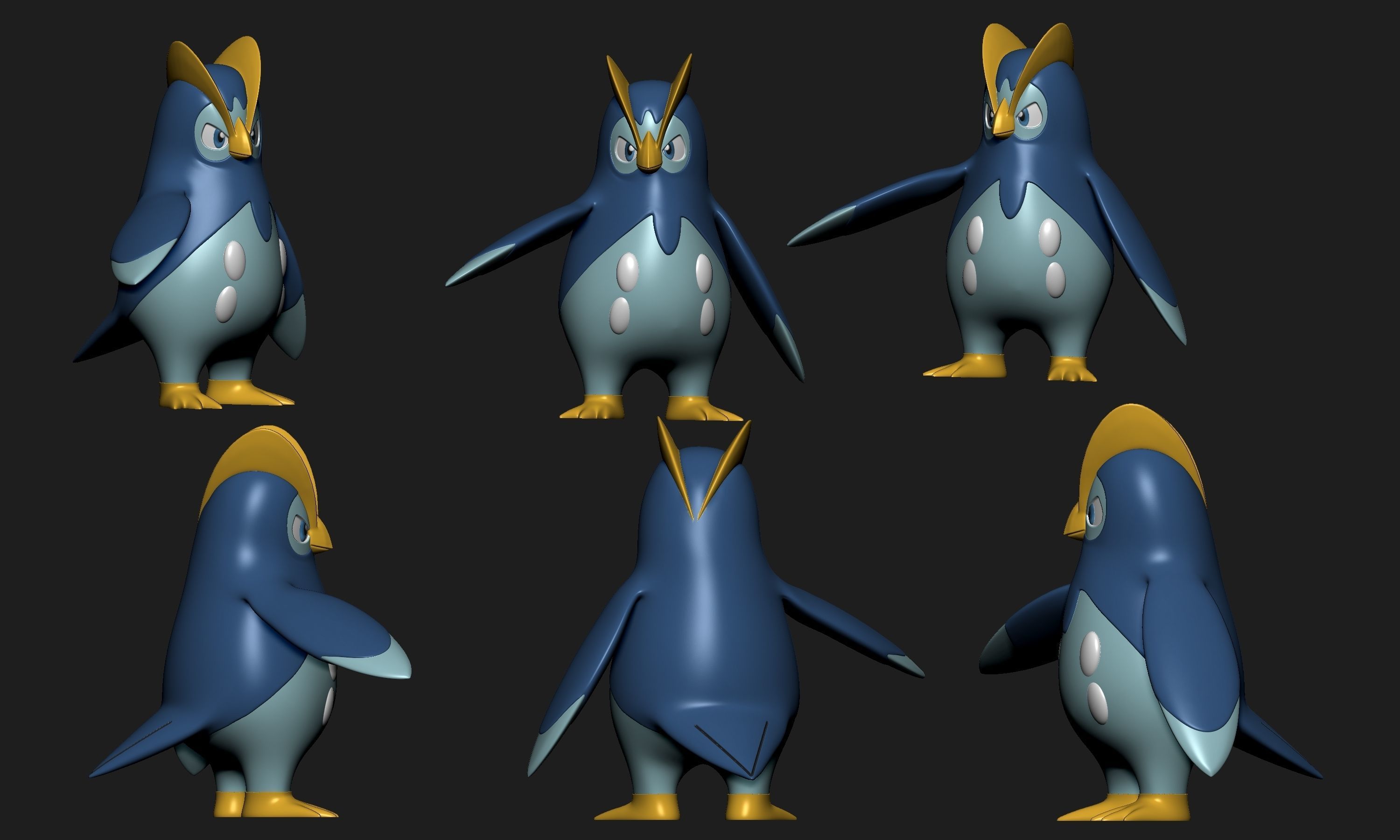 Pokemon - Piplup Prinplup and Empoleon with 2 poses 3D model 3D ...
