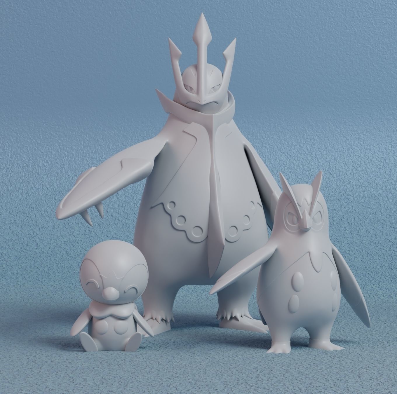 Pokemon - Piplup Prinplup and Empoleon with 2 poses 3D model 3D ...
