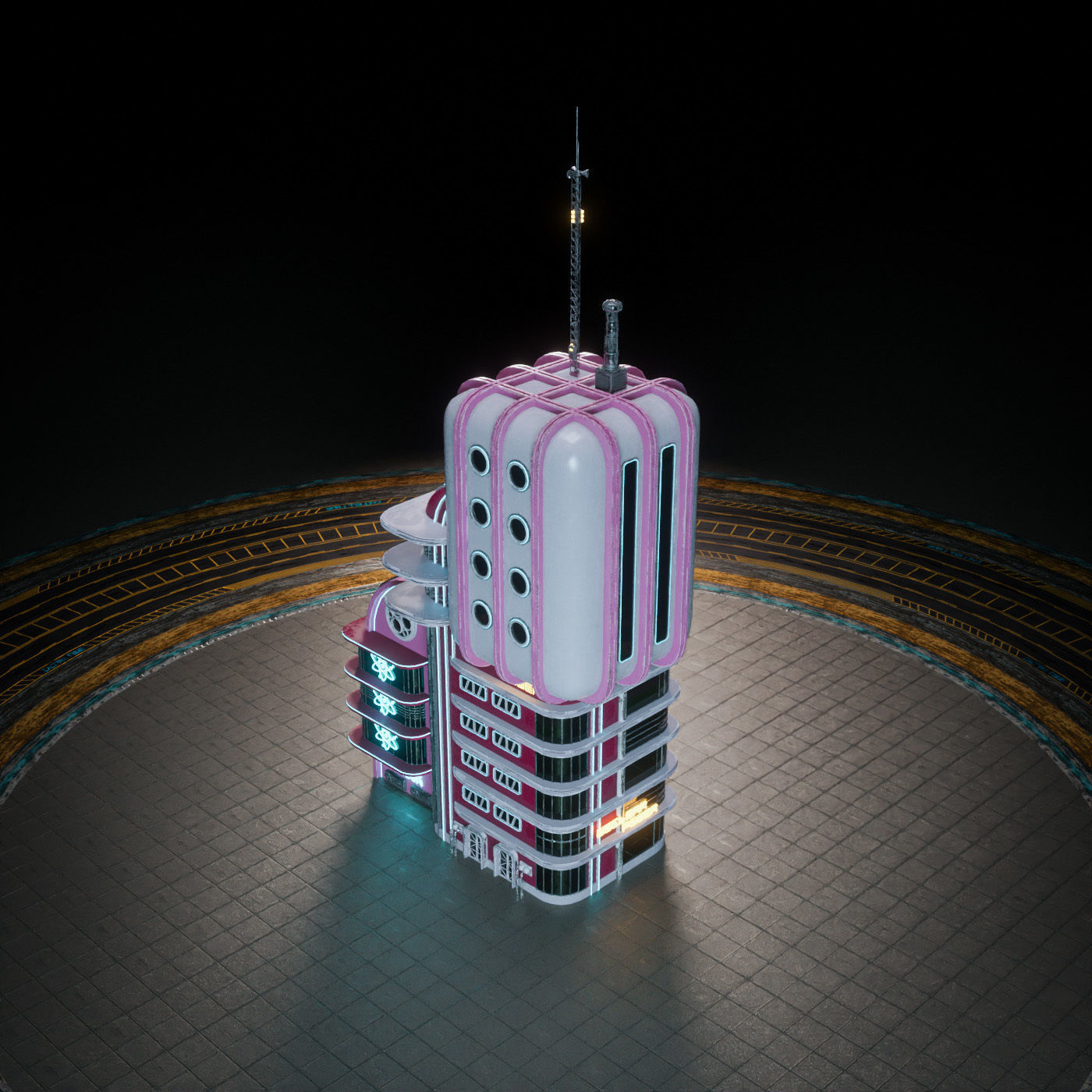 3D model SCIFI ATOMPUNK BUILDING 02 VR / AR / low-poly | CGTrader
