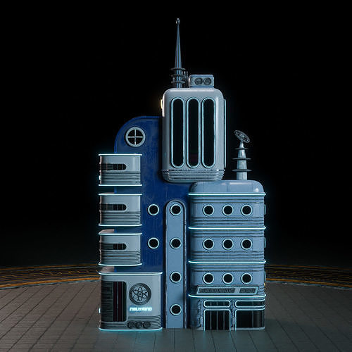 3D model SCIFI ATOMPUNK BUILDING 03 VR / AR / low-poly | CGTrader